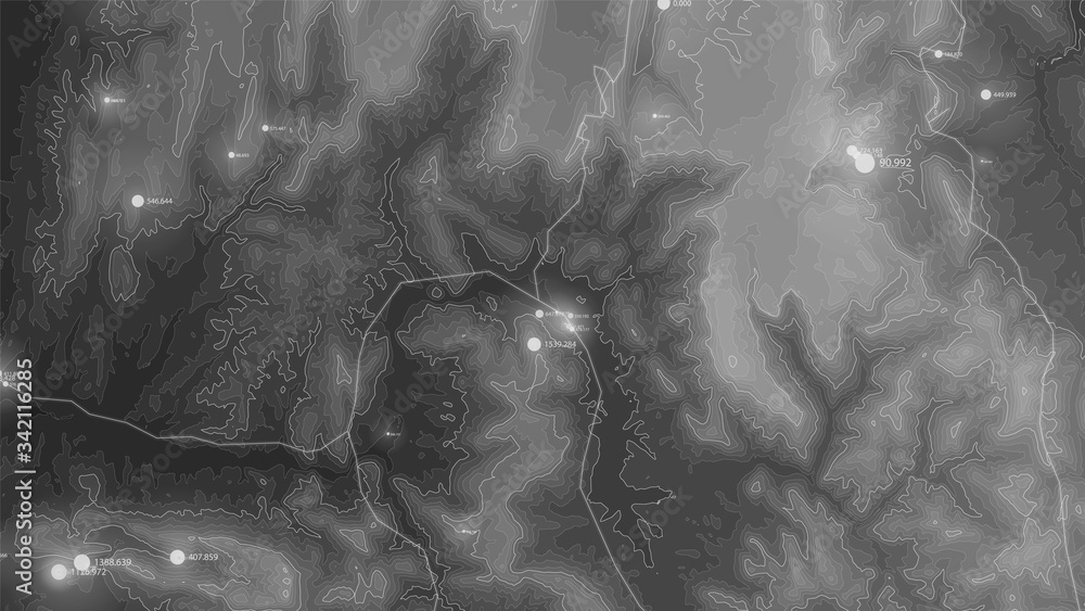 Terrain big data visualization. Futuristic map infographic. Complex ...