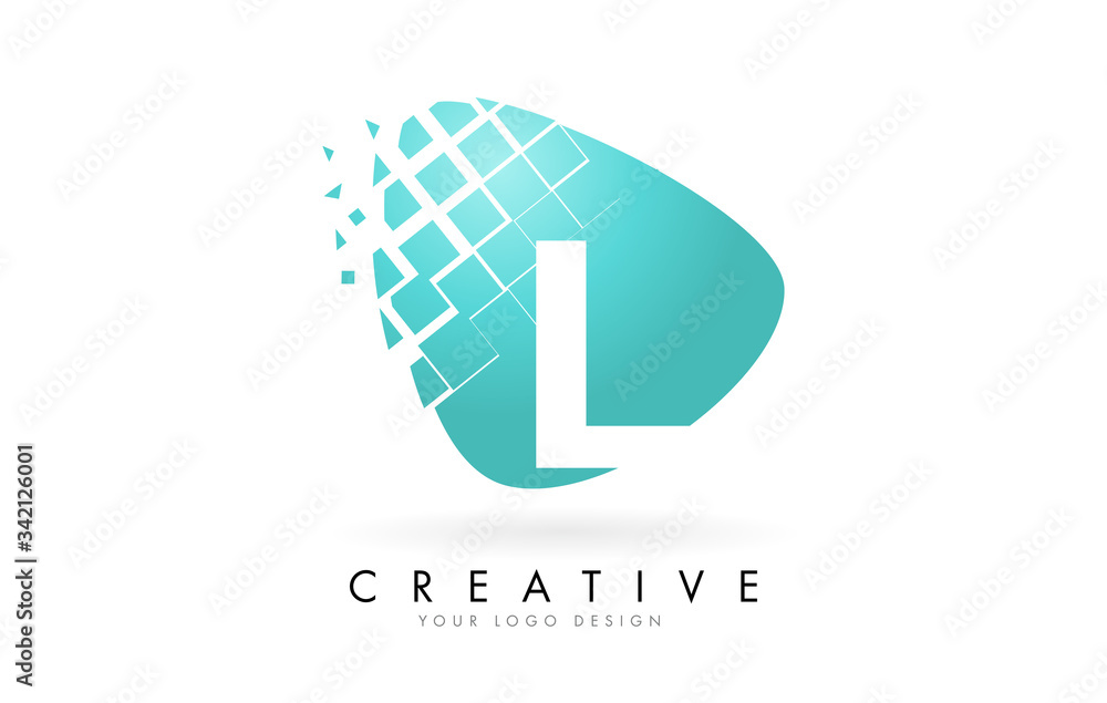 Letter L Design with Aqua Green Shattered Blocks Vector Illustration ...