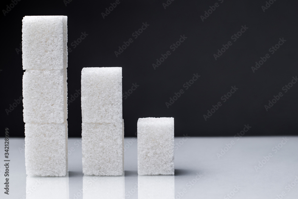 The downward chart is made up of sugar cubes. Sugar reduction in ...