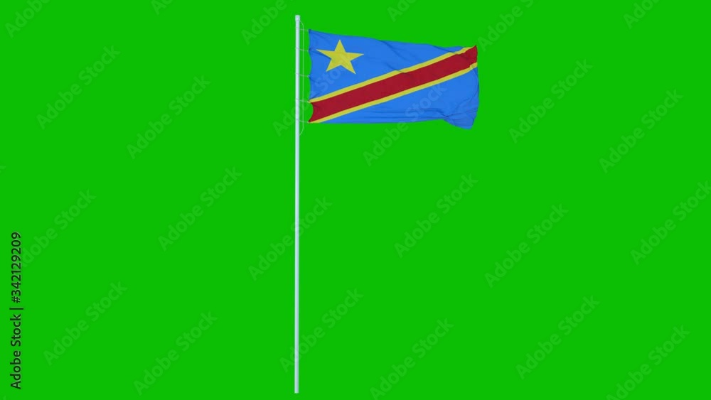 Congo Democratic Flag Waving on wind on green screen or chroma key ...