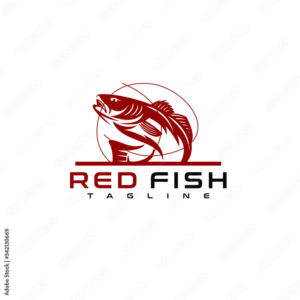 Redfish logo design. Awesome redfish logo. Redfish logotype. Stock ...