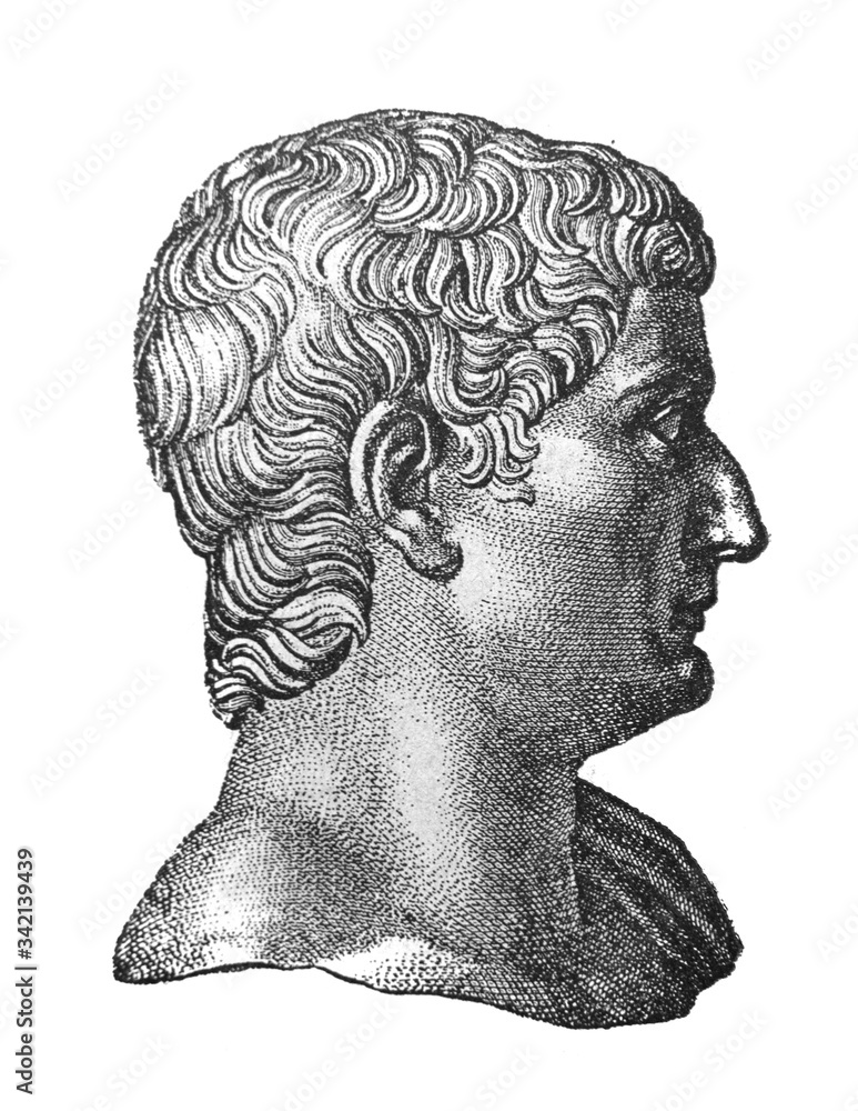 The ancient king Tiberius, the second Roman emperor in the old book the ...