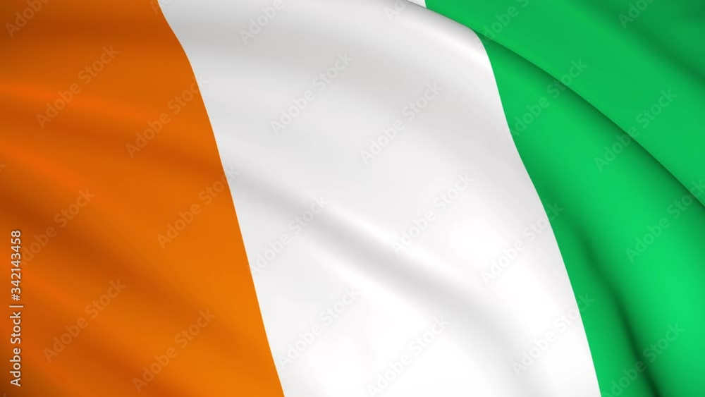 Ivory Coast / Cote d'Ivore National Flag - 4K seamless loop animation ...