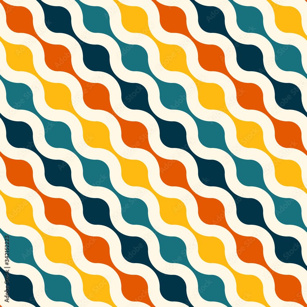 Retro seamless pattern - colorful nostalgic background design Stock ...