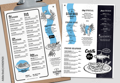 Seafood Restaurant Menu Layout Stock Template | Adobe Stock
