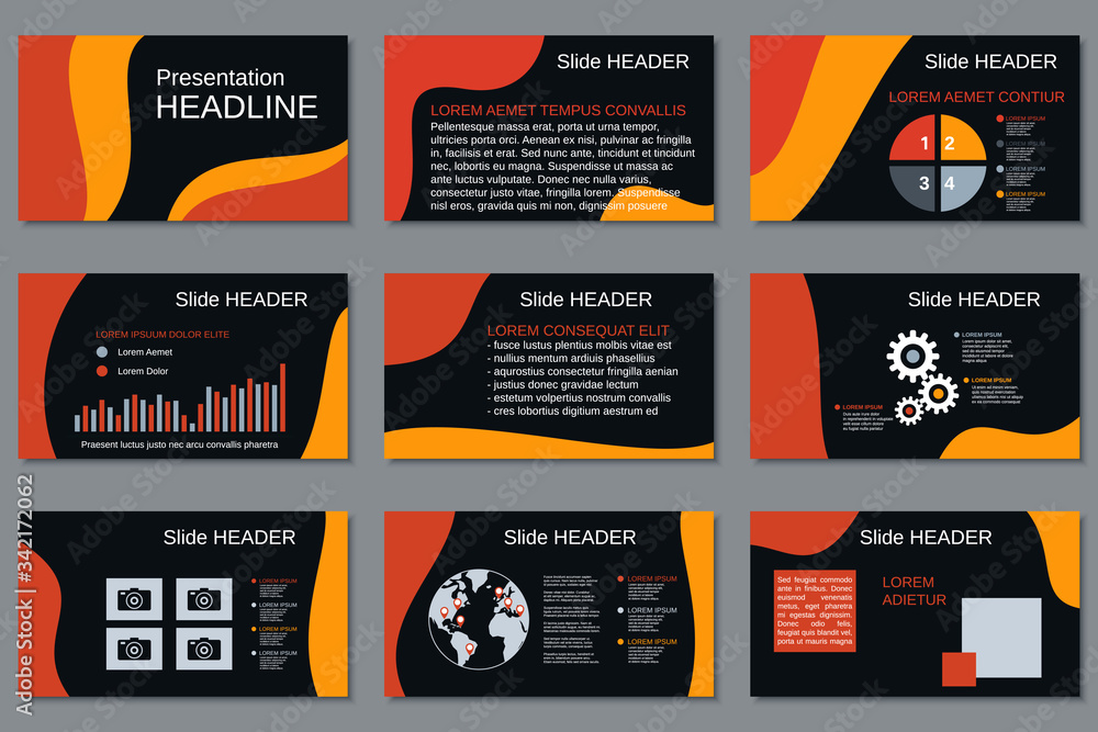 Professional business presentation, slide show, infographic elements ...