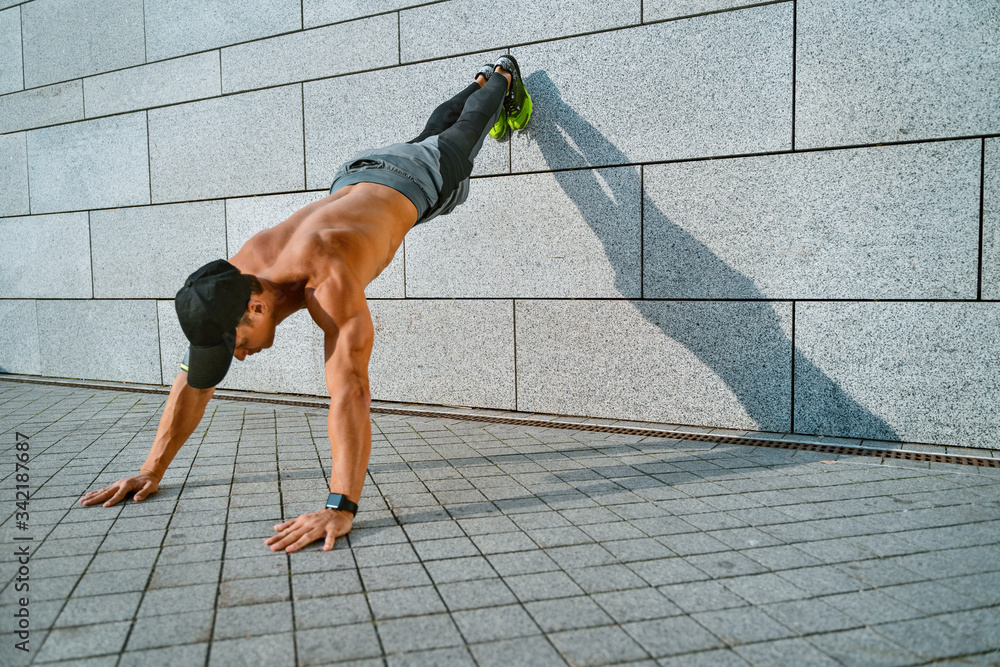 Strong Man Pushing Wall