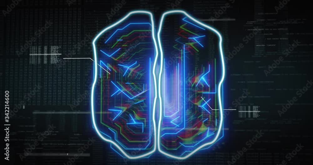 Digital brain. Networking connections illustrated with a human brain ...