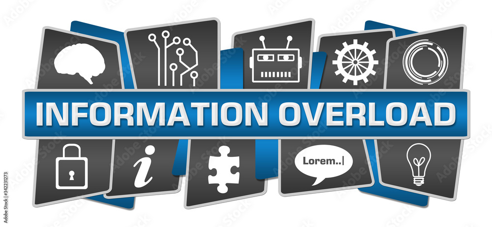 Information Overload Blue Grey AI Technology Symbols Top Bottom Stock ...