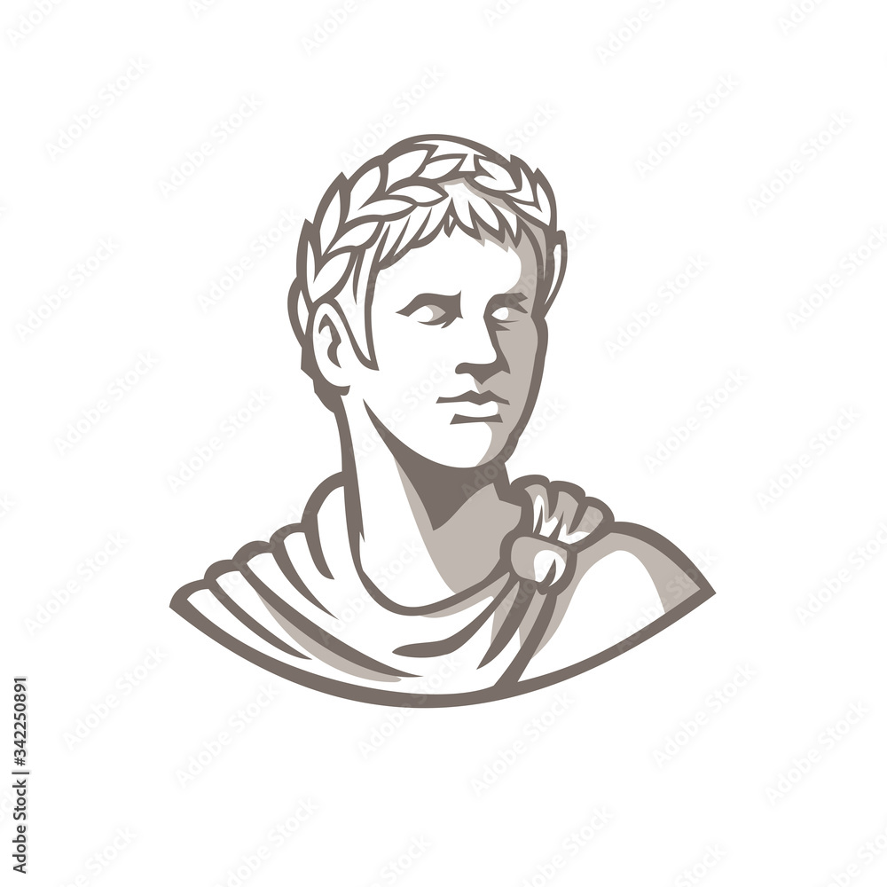 Mascot icon illustration of bust of an ancient Roman emperor, senator ...