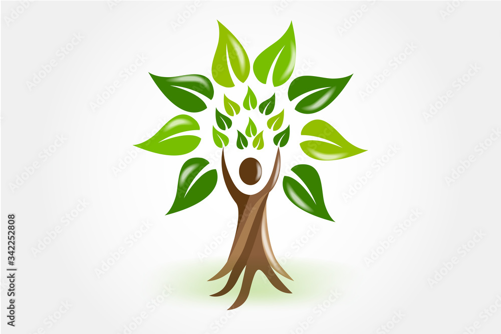 Logo tree people icon logotype vector image Stock Vector | Adobe Stock