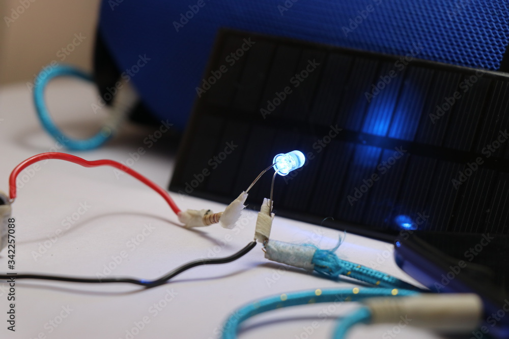 LiFi Experiment setup using LED and Solar panel Stock Photo | Adobe Stock