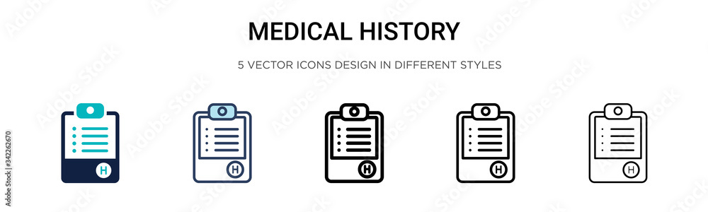 Medical history icon in filled, thin line, outline and stroke style ...