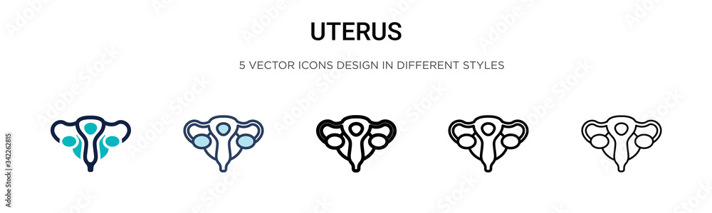 Uterus icon in filled, thin line, outline and stroke style. Vector ...