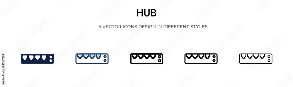 Hub icon in filled, thin line, outline and stroke style. Vector ...