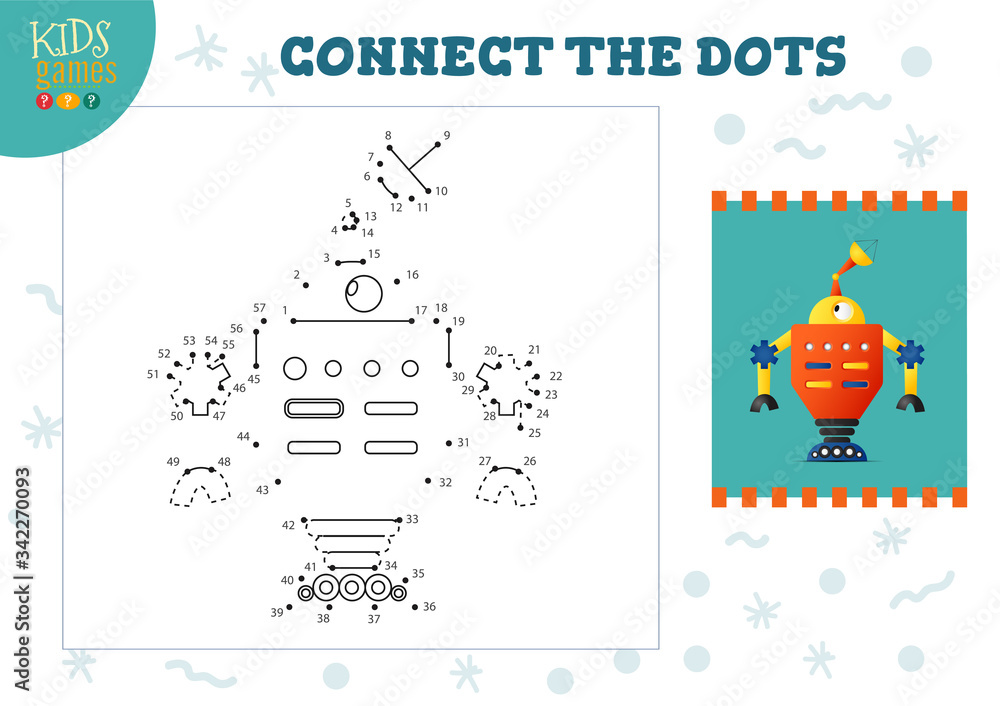 Connect the dots kids mini game vector illustration. Preschool children ...