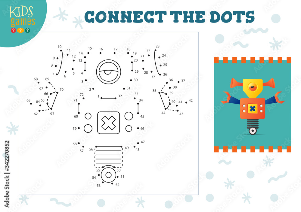 Connect the dots kids game vector illustration. Kindergarten children ...