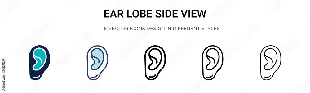 Ear lobe side view icon in filled, thin line, outline and stroke style ...