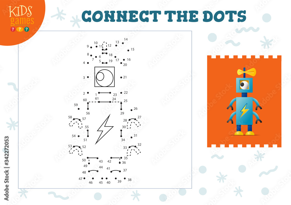 Connect the dots kids game vector illustration. Kindergarten children ...