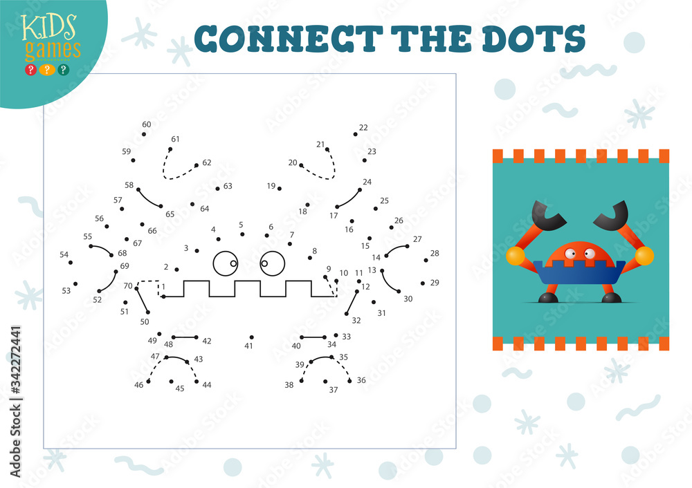 Connect the dots kids mini game vector illustration. Preschool children ...