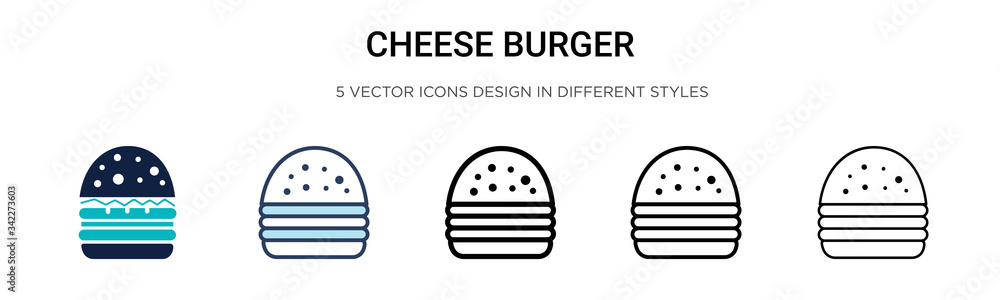 Cheese burger icon in filled, thin line, outline and stroke style ...
