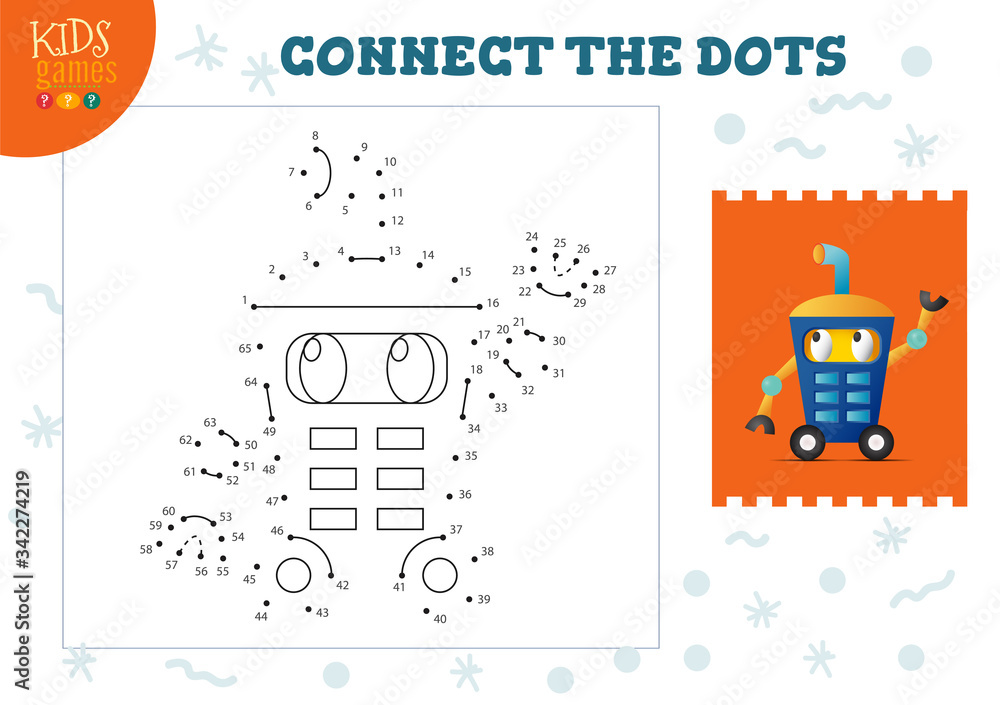 Connect the dots kids game vector illustration. Preschool children ...