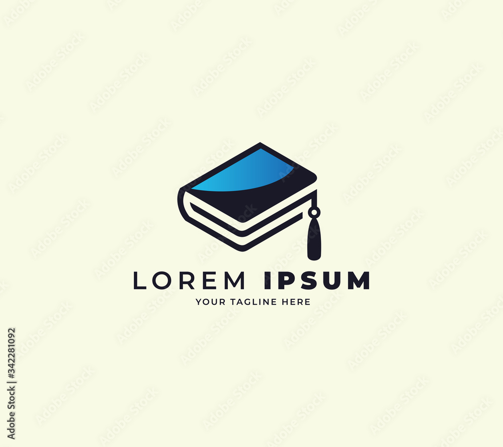 graduation book logo template. hat toga logo design vector Stock Vector ...