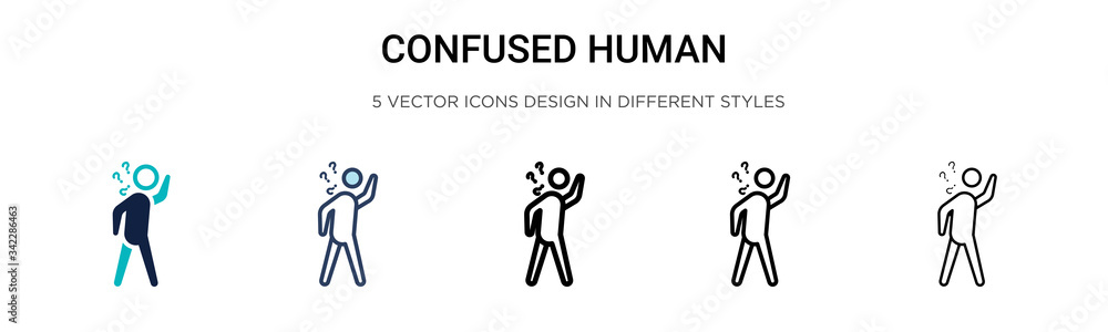 Confused human icon in filled, thin line, outline and stroke style ...