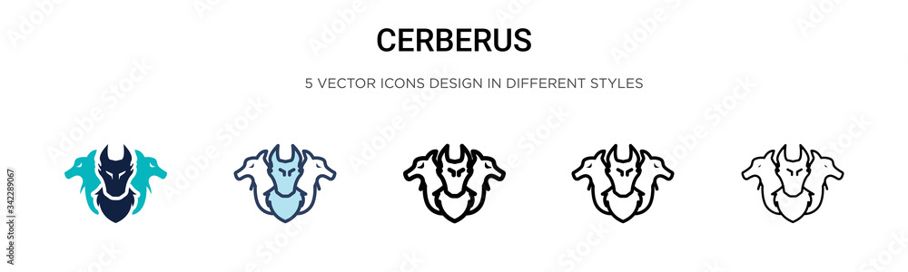 Cerberus icon in filled, thin line, outline and stroke style. Vector ...