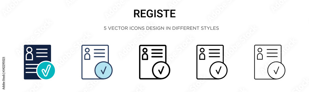 Registered icon in filled, thin line, outline and stroke style. Vector ...