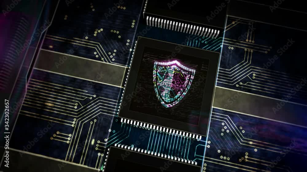 Cyber security. Digital shield, firewall and computer protection ...