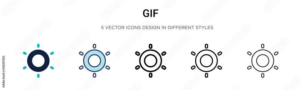 Gif icon in filled, thin line, outline and stroke style. Vector ...