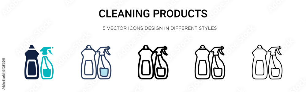 Cleaning products icon in filled, thin line, outline and stroke style ...
