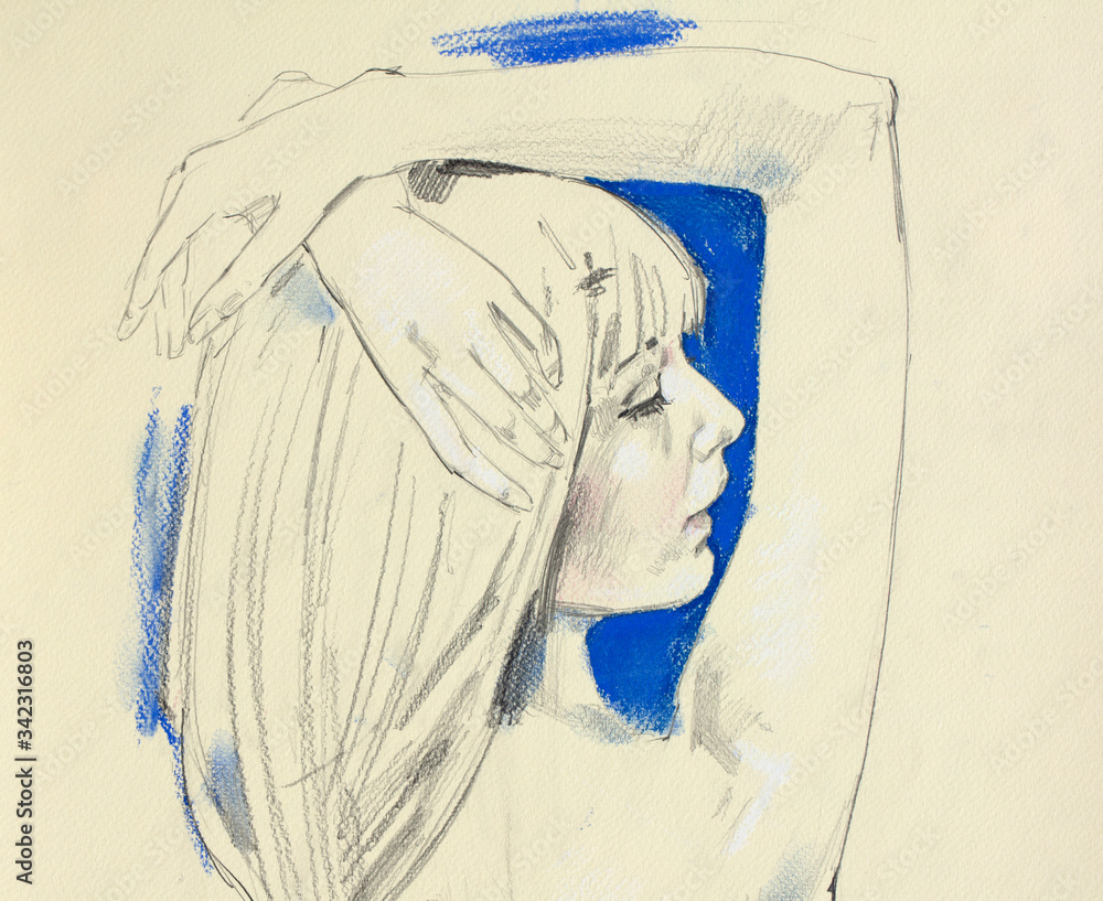 Poster pencil drawing illustration, portrait, sketch – Wall Art | UkPosters