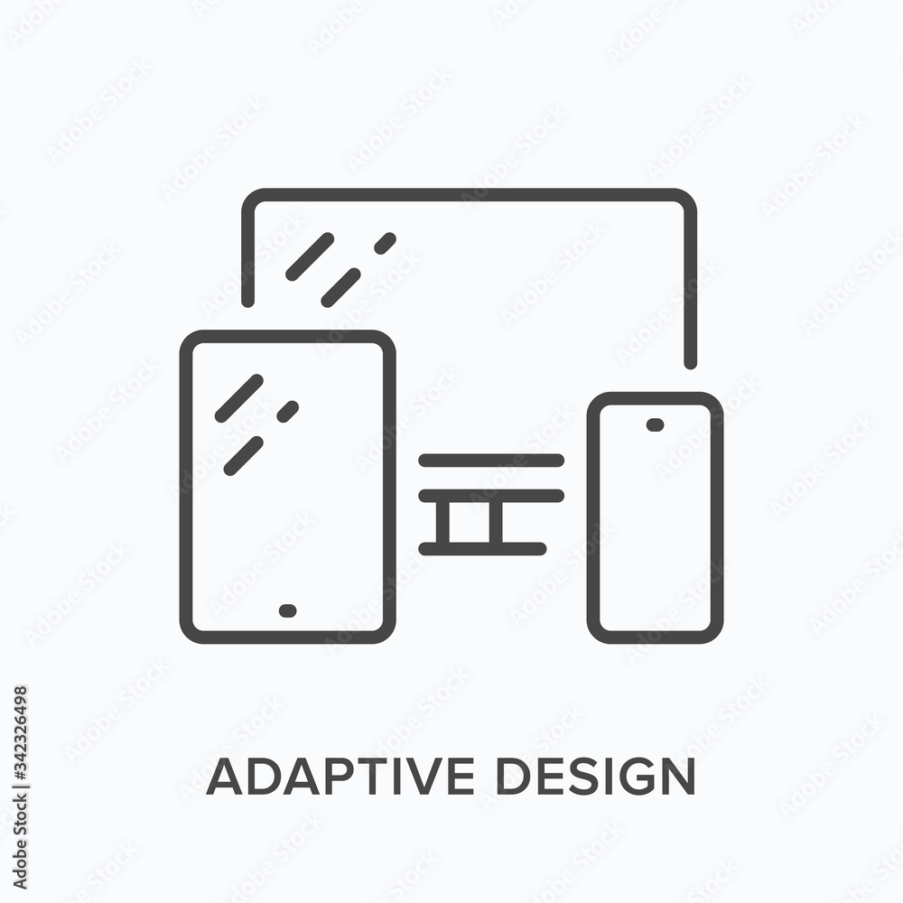 Adaptive design line icon. Vector outline illustration of computer ...
