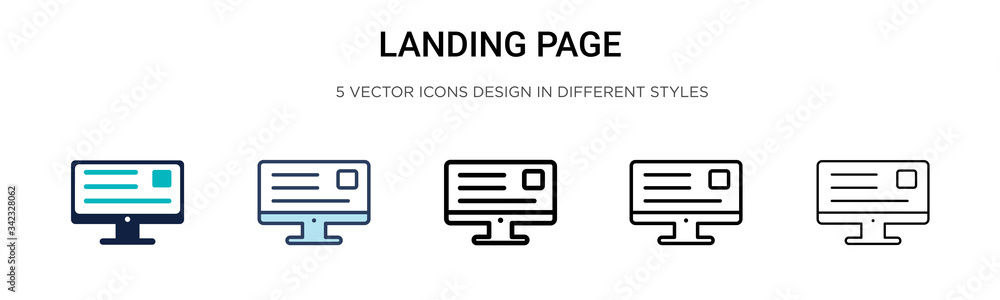 Landing page icon in filled, thin line, outline and stroke style ...