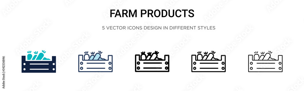Vetor de Farm products icon in filled, thin line, outline and stroke ...
