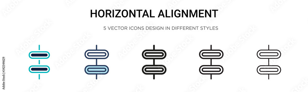 Horizontal alignment icon in filled, thin line, outline and stroke ...