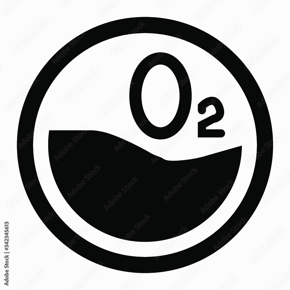 The oxygen formula is O2. Vector dark triangular symbol. Vector icon ...
