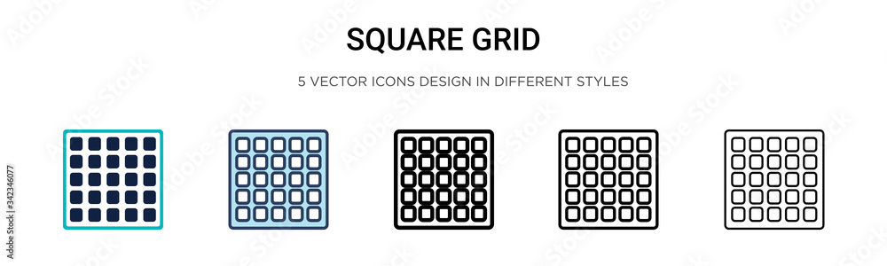 Square grid icon in filled, thin line, outline and stroke style. Vector ...