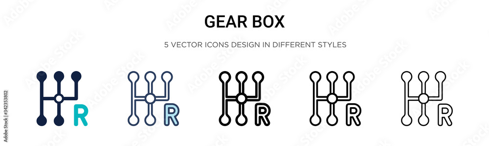 Gear box icon in filled, thin line, outline and stroke style. Vector ...