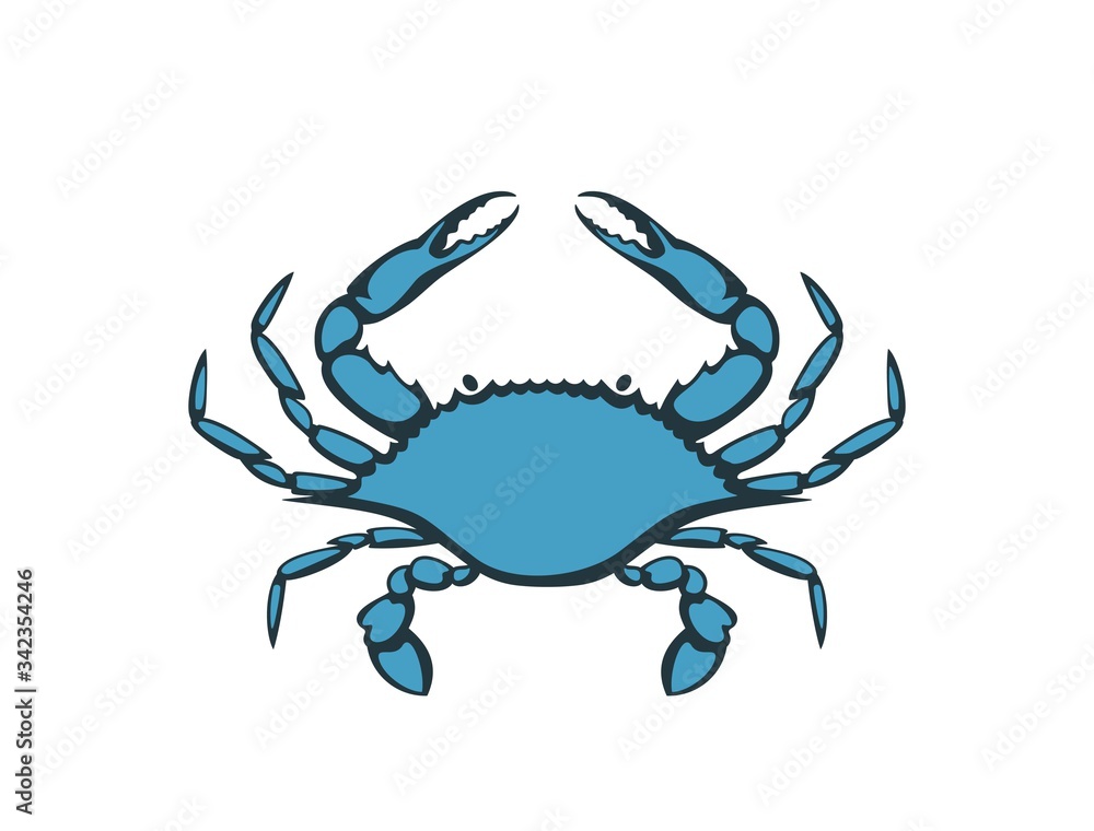 Blue crab logo. Isolated blue crab on white background Stock Vector ...