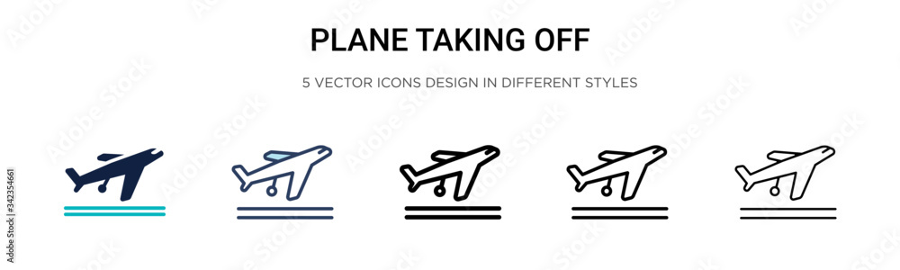 Plane taking off icon in filled, thin line, outline and stroke style ...