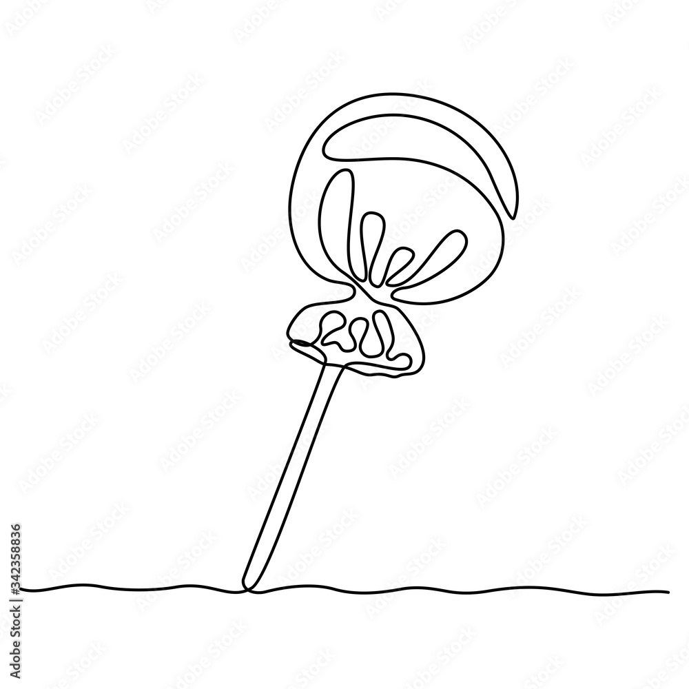 Continuous line drawing. Sweet candy. Lollipop. Black isolated on white ...