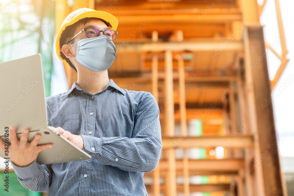 smart asian male wearing protection face mask professional civil ...