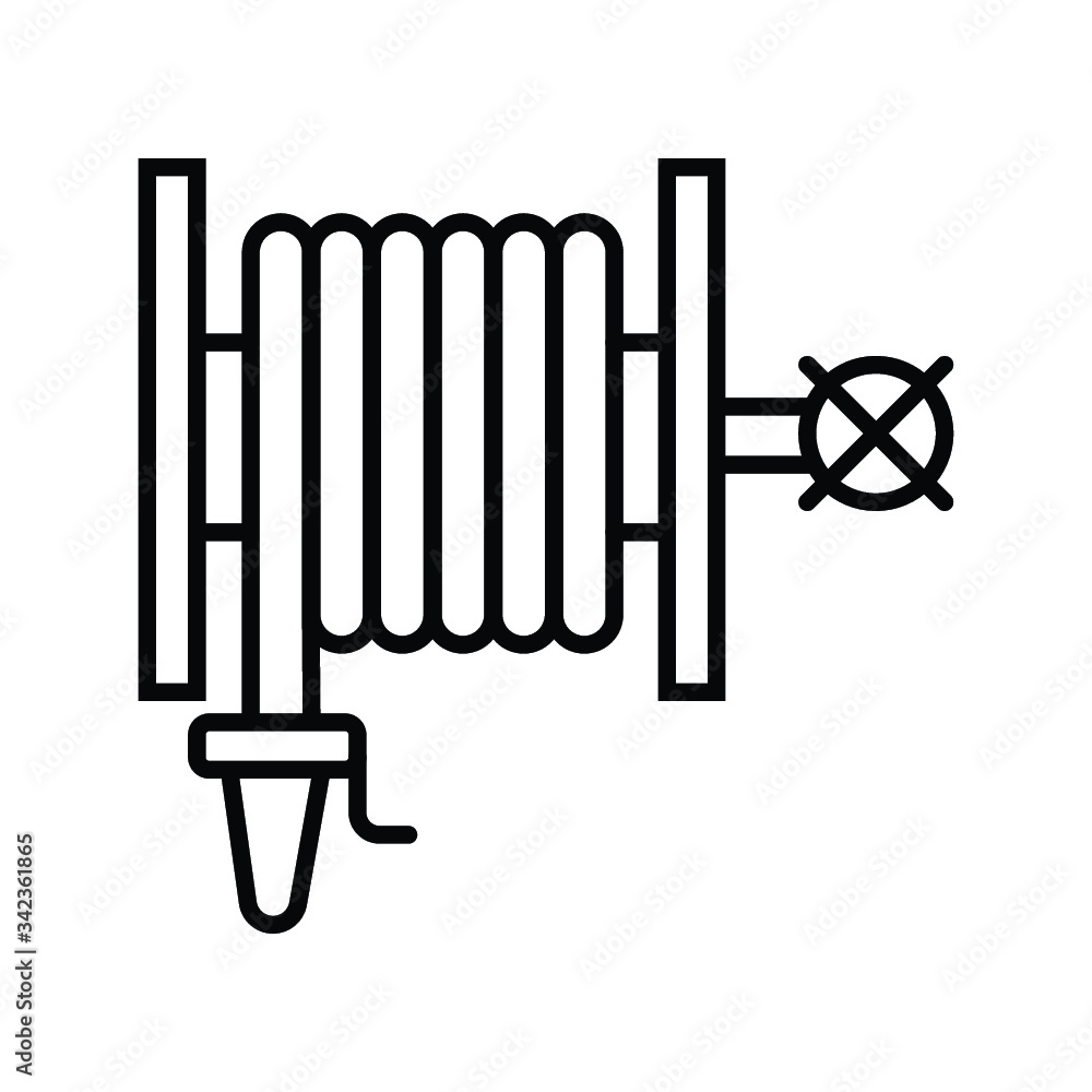 Fire hose reel line icon. Fire Station Sleeve outline style pictogram ...