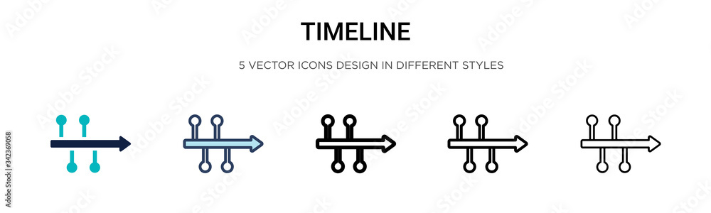 Timeline icon in filled, thin line, outline and stroke style. Vector ...