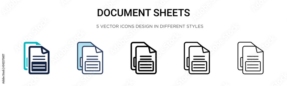 Document sheets icon in filled, thin line, outline and stroke style ...