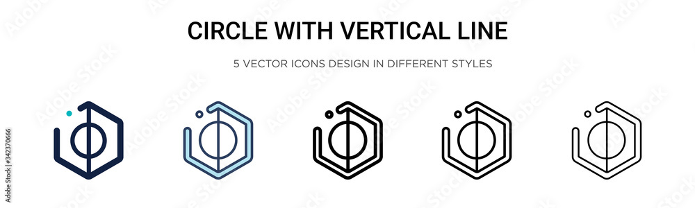 Circle with vertical line sign icon in filled, thin line, outline and ...