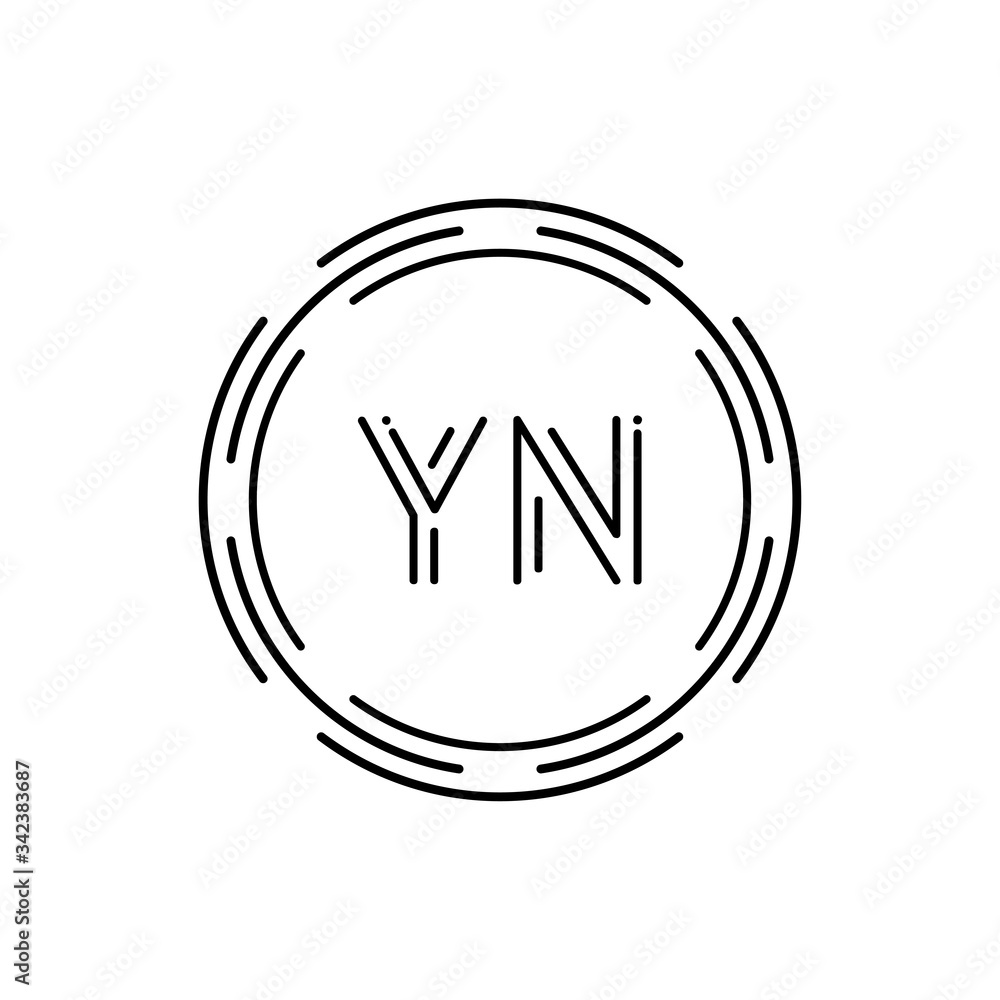 Initial YN Logo Design Vector Template. Creative Circle Letter YN ...